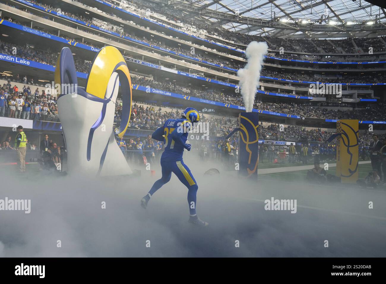 Los Angeles Rams safety Quentin Lake (37) is introduced before an NFL ...