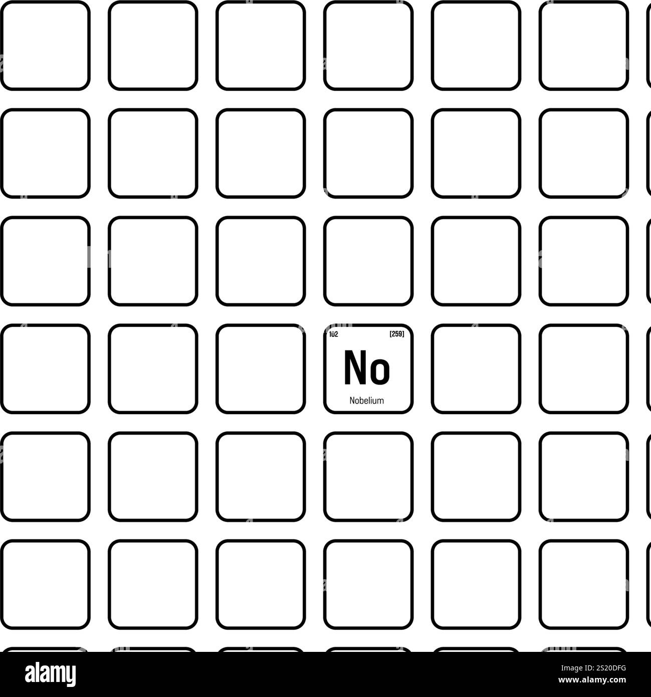 Nobelium, No, periodic table element with name, symbol, atomic number ...