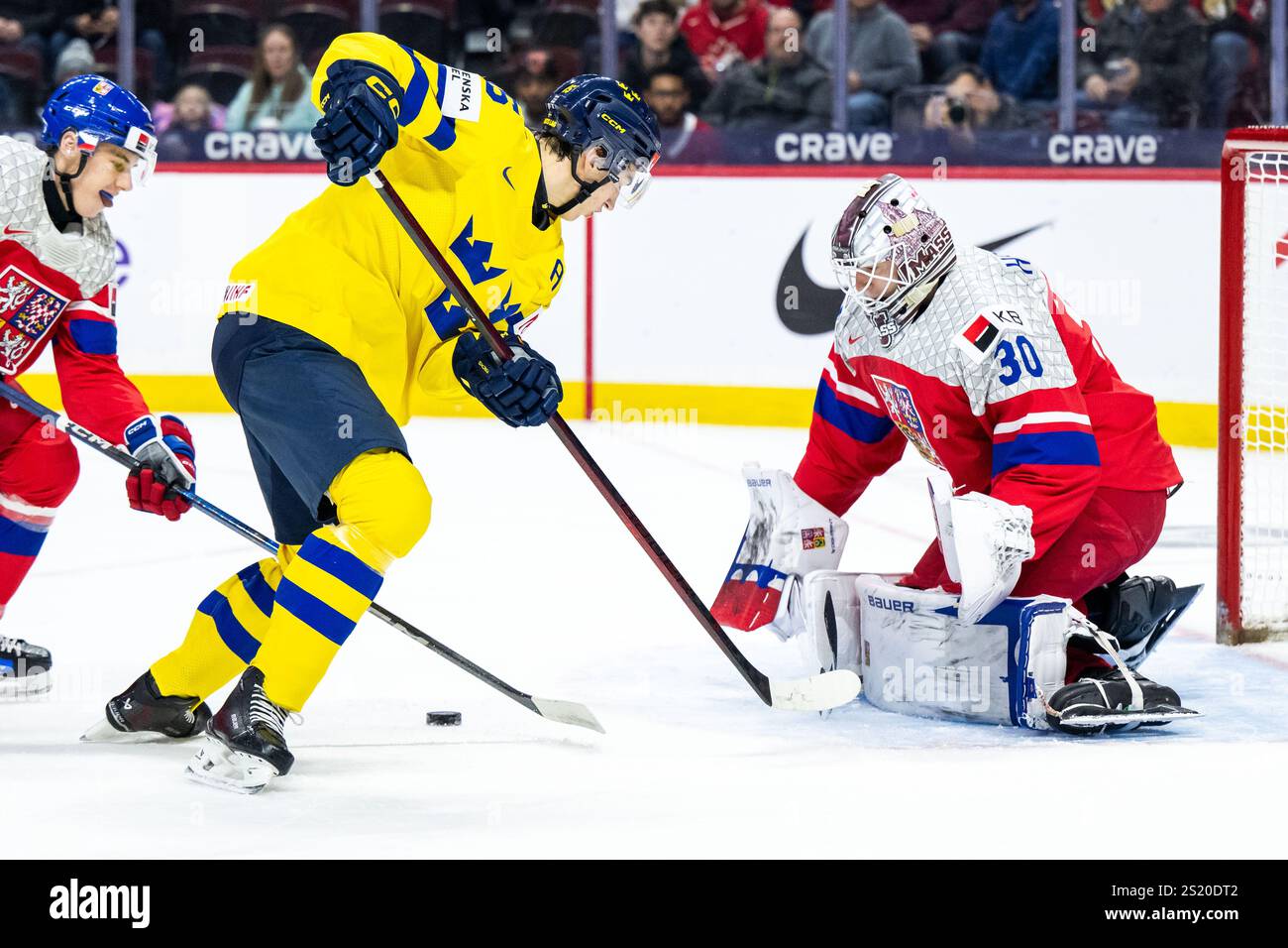 David Edstrom of, Sweden. , . scores 1-1 behind goaltender Michael ...