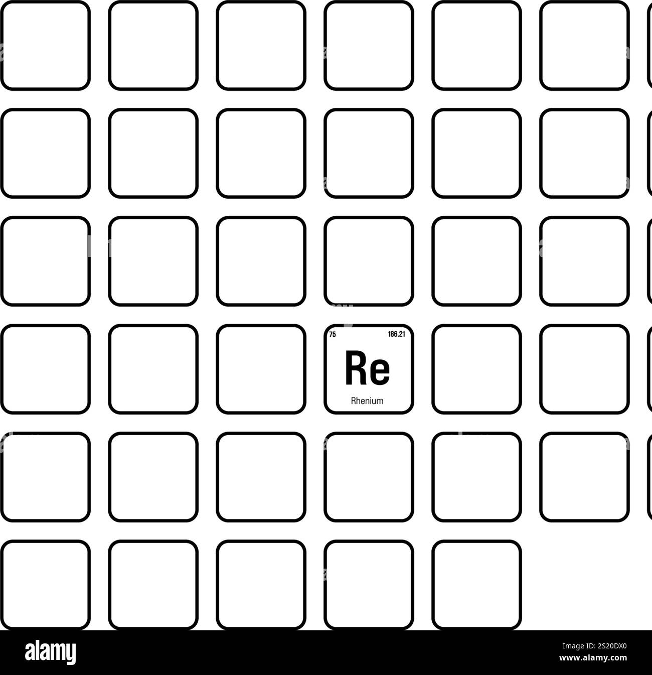 Rhenium, Re, periodic table element with name, symbol, atomic number ...
