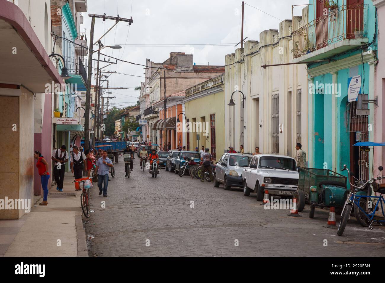 The Typical colonial style buildings in downtown Camaguey, Cuba Stock ...