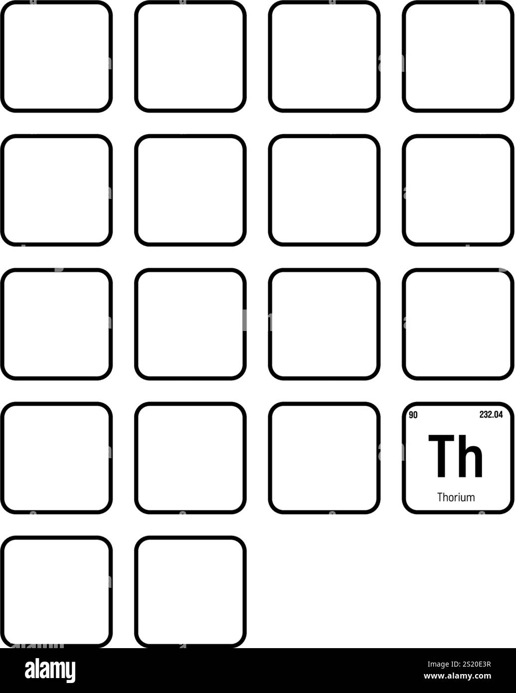 Thorium, Th, periodic table element with name, symbol, atomic number ...