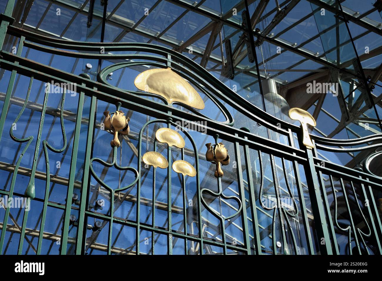 Art Nouveau wrought-iron gates outside Nottingham railway station Stock ...