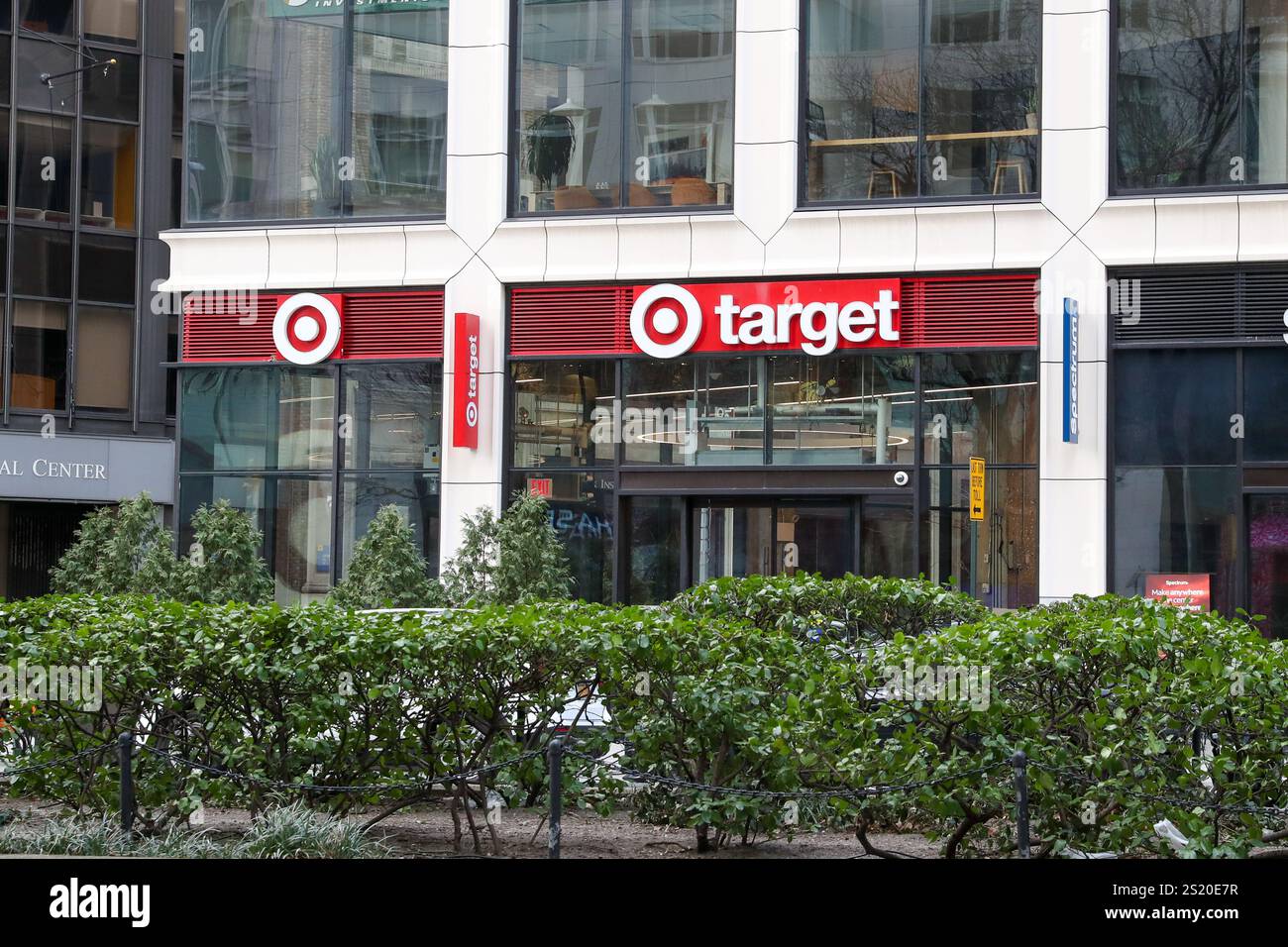 The Target logo is seen on the facade of a Target store in New York ...