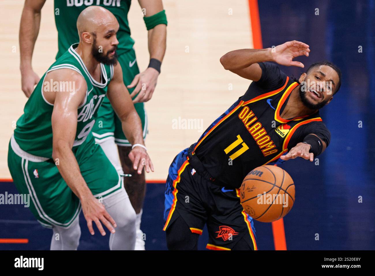 Oklahoma City Thunder guard Isaiah Joe (11) passes the ball away from ...