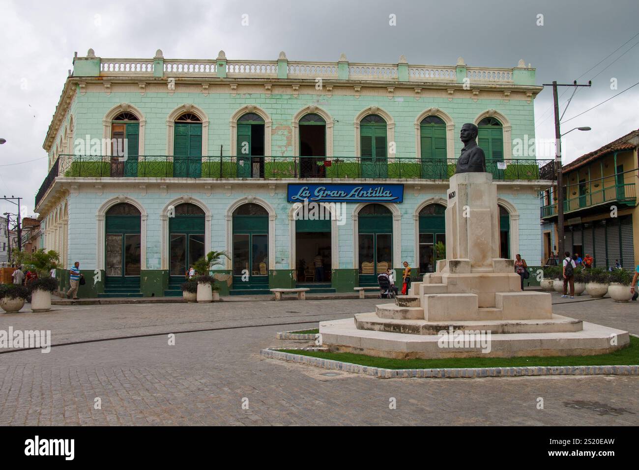 Plaza Maceo, the bust and Gran Antilla shop historical building in ...