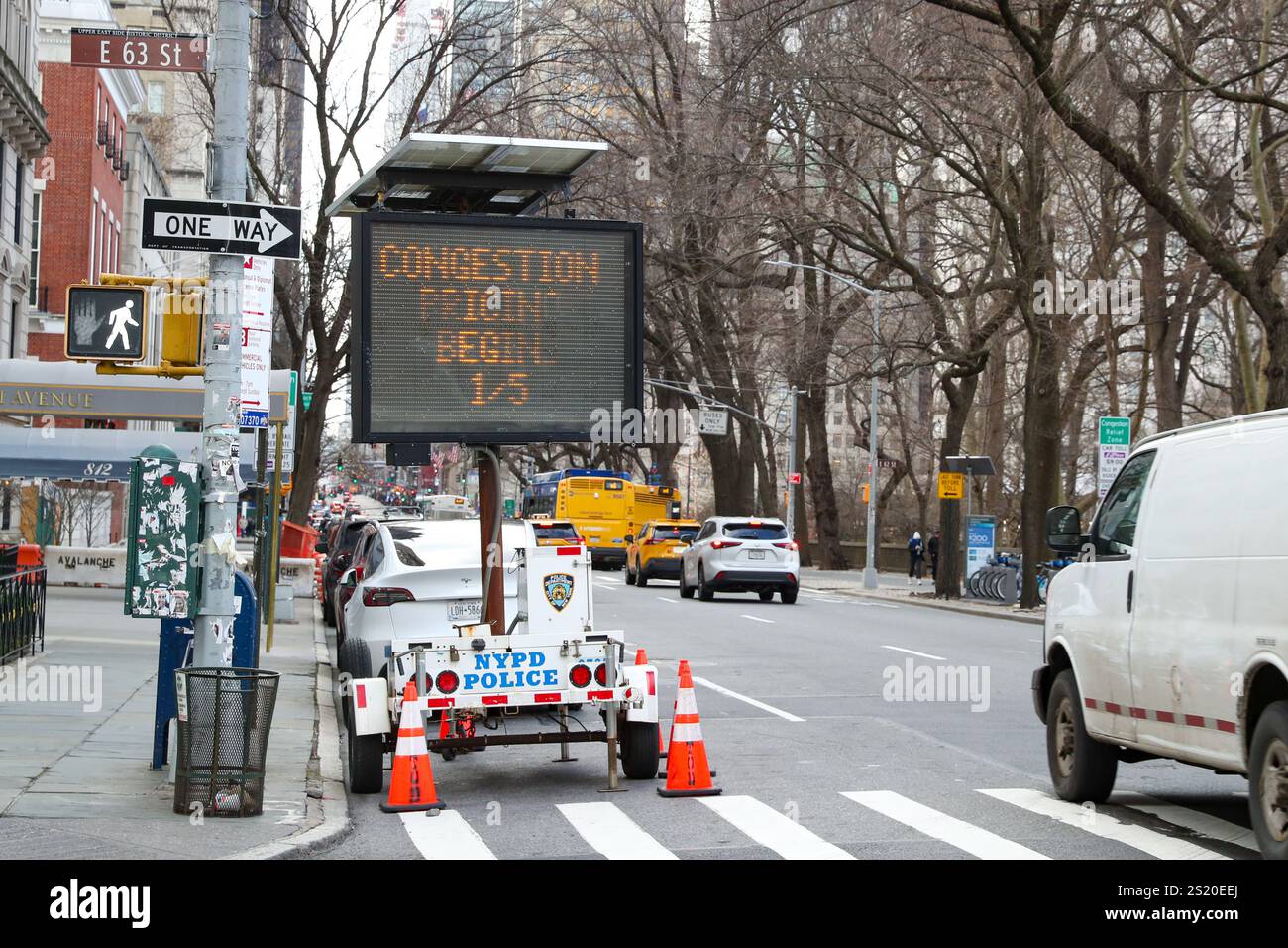A congestion pricing sign seen on Fifth Avenue at 63rd Street in New ... A congestion pricing sign seen on Fifth Avenue at 63rd Street in New ...