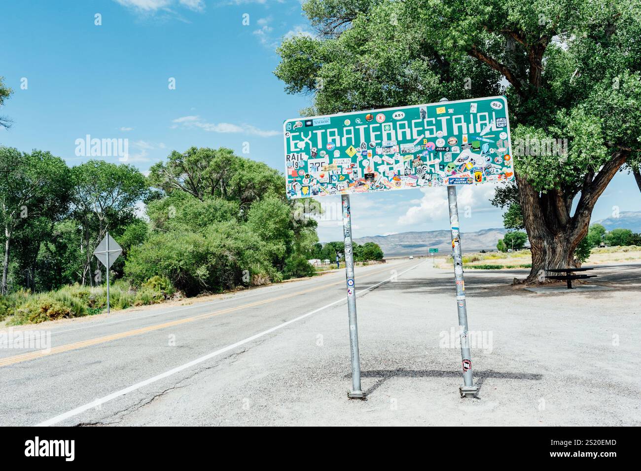 Crystal Springs, Nevada / USA - July 24, 2019: Road sign for the ...