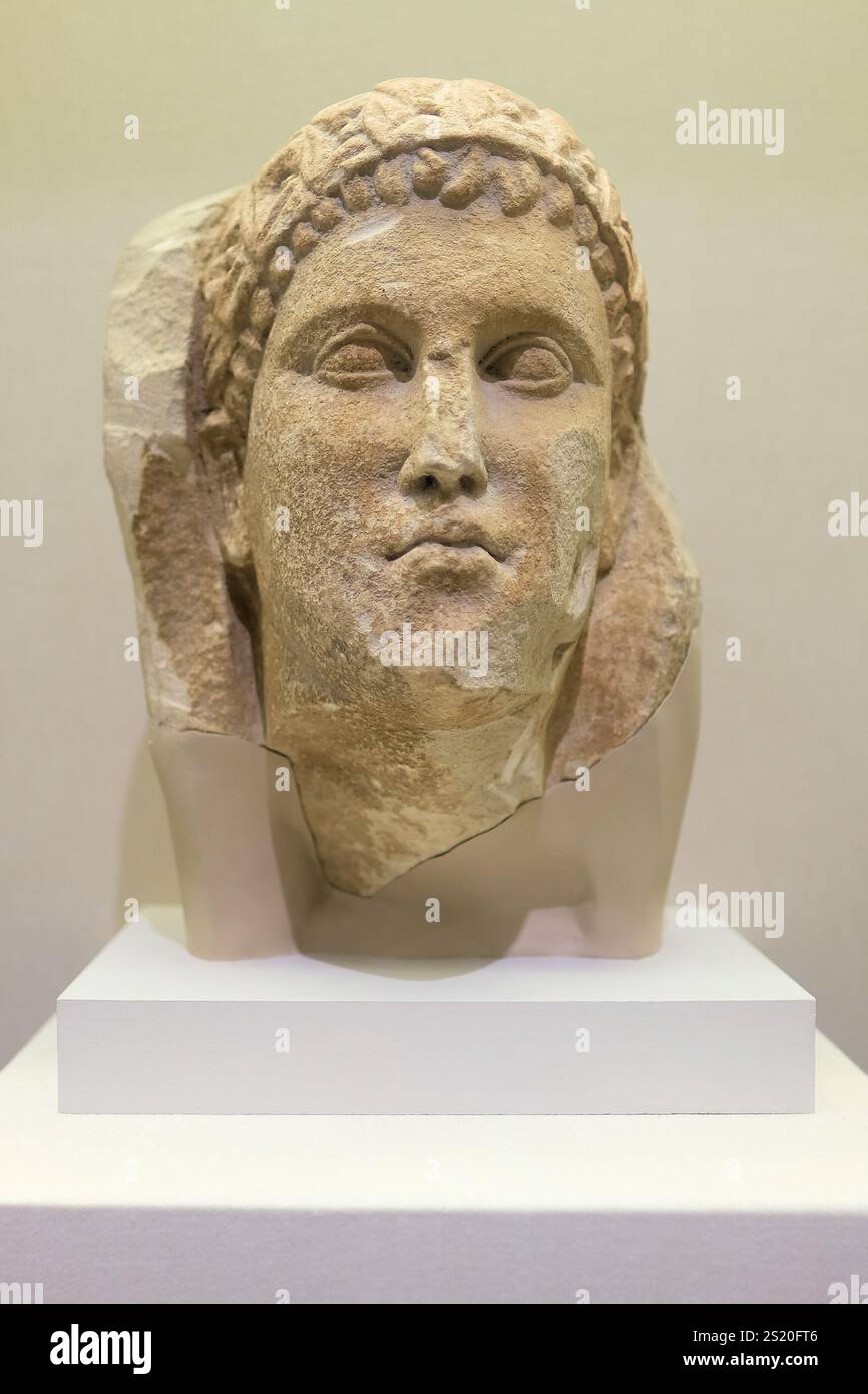 Male head in limestone part of the Legion of Honor museum collection ...