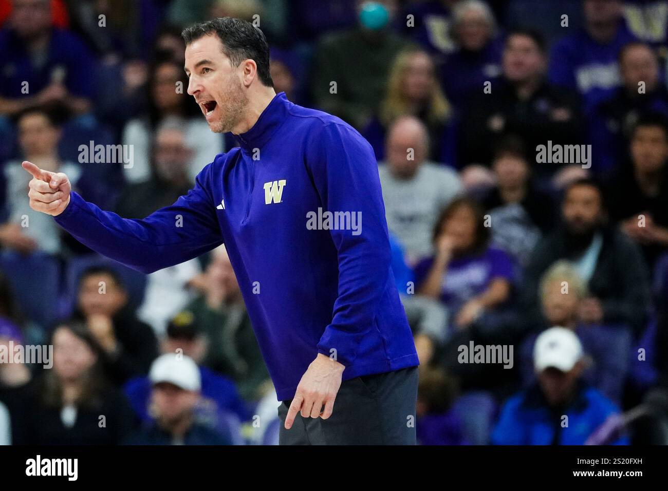 Washington head coach Danny Sprinkle reacts on the sideline during the ...