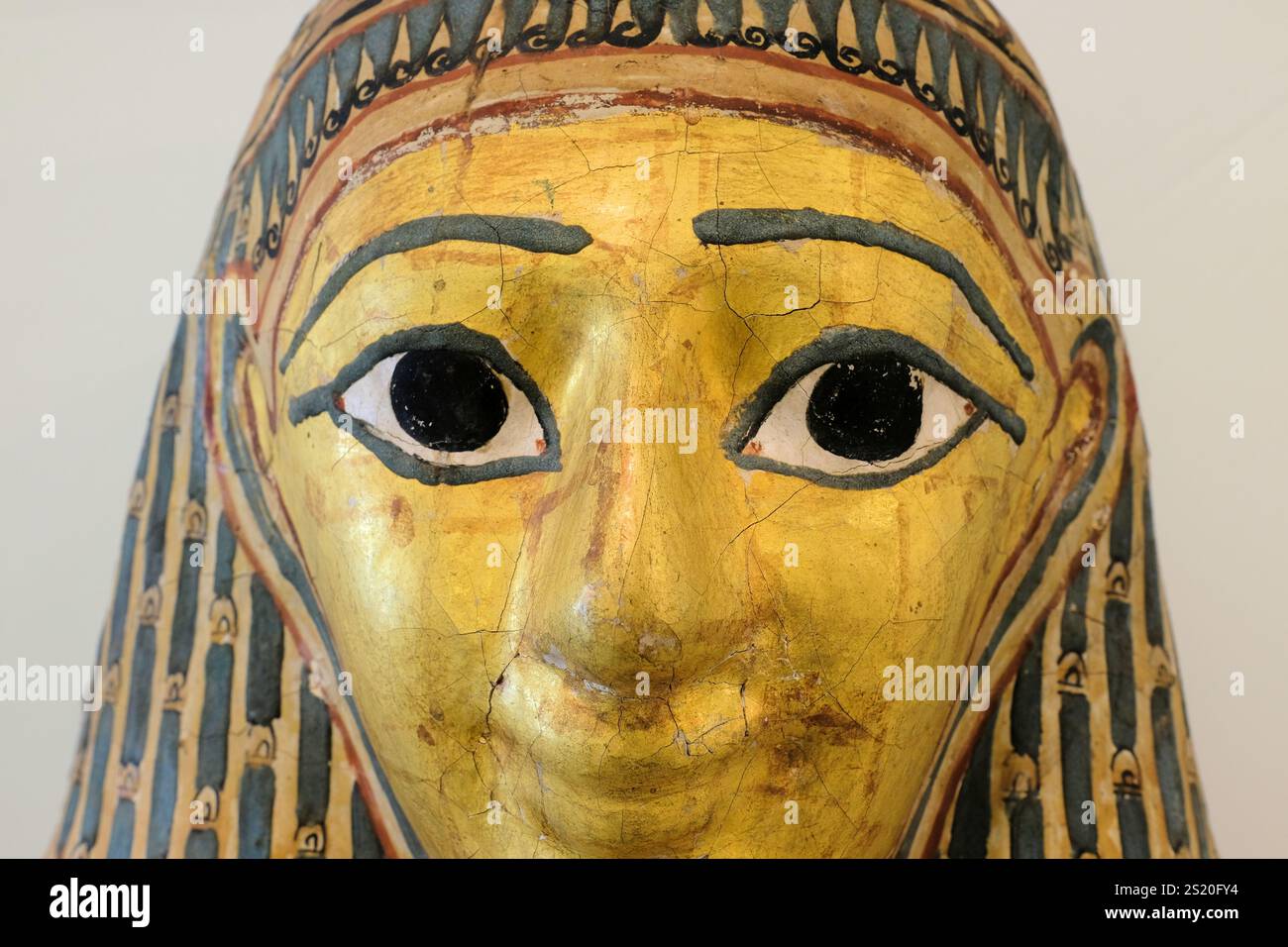 Close-up of a Fayum mummy mask; Ancient Egypt, Late Ptolemaic to early ...