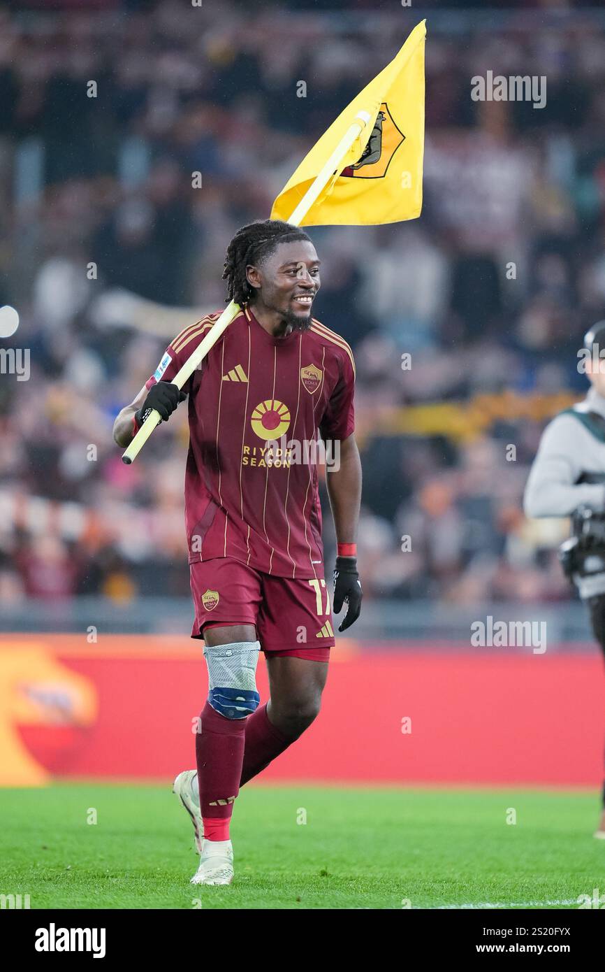 Rome, Italy. 05th Jan, 2025. Manu Kone' of AS Roma celebrates the ...