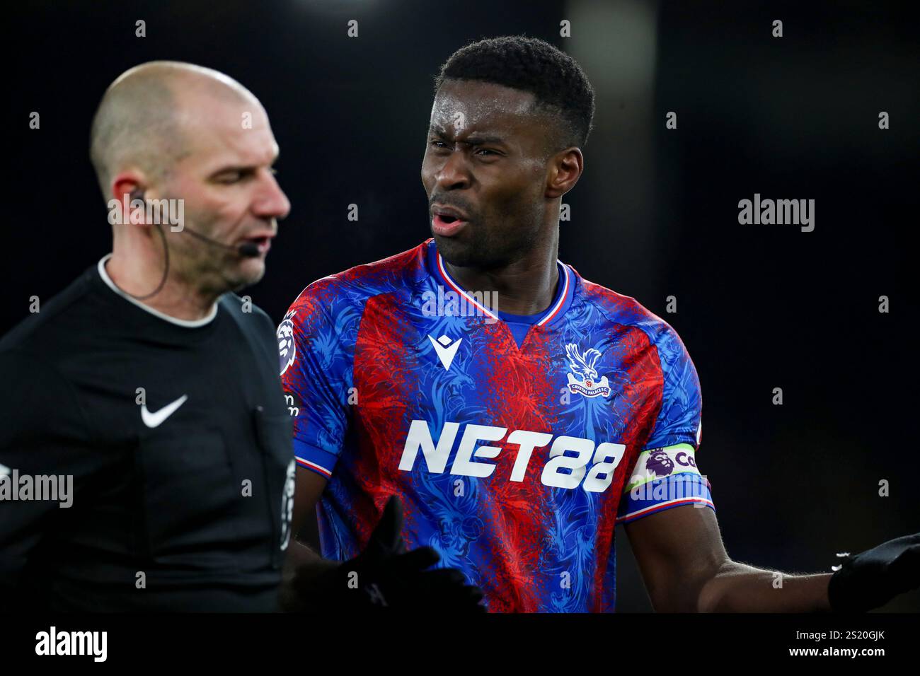 Crystal Palace defender Marc Guéhi (6) appeals to Referee Tim Robinson ...