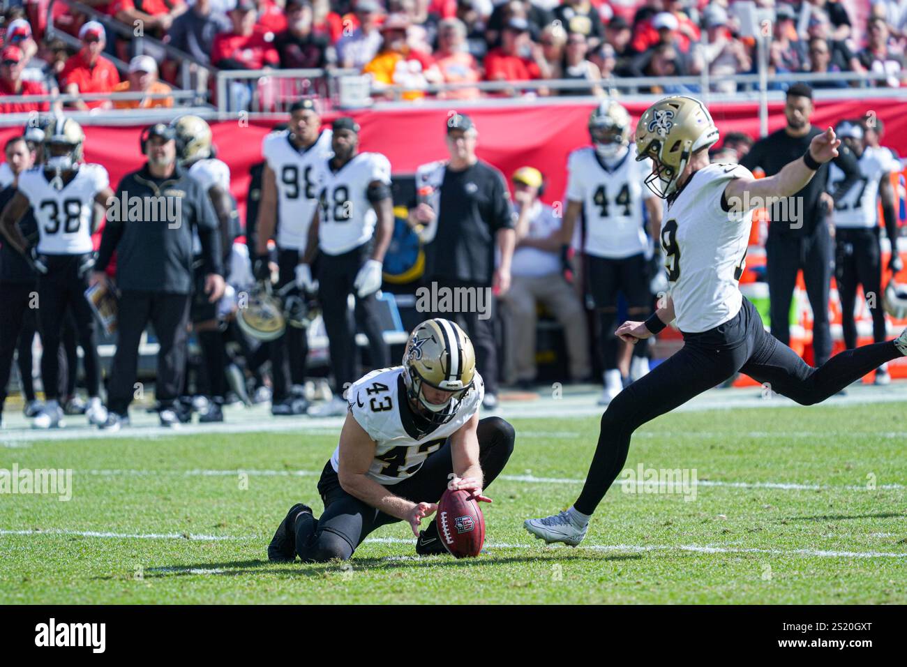 Tampa Bay, Florida, USA, January 5, 2025, New Orleans Saints kicker ...