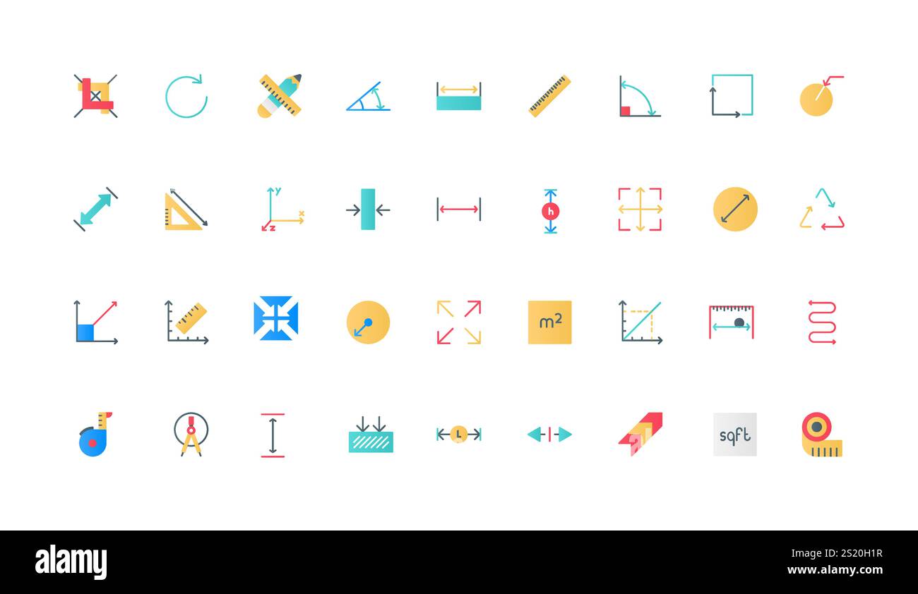 Size measurement, internal and external dimension arrows to measure ...