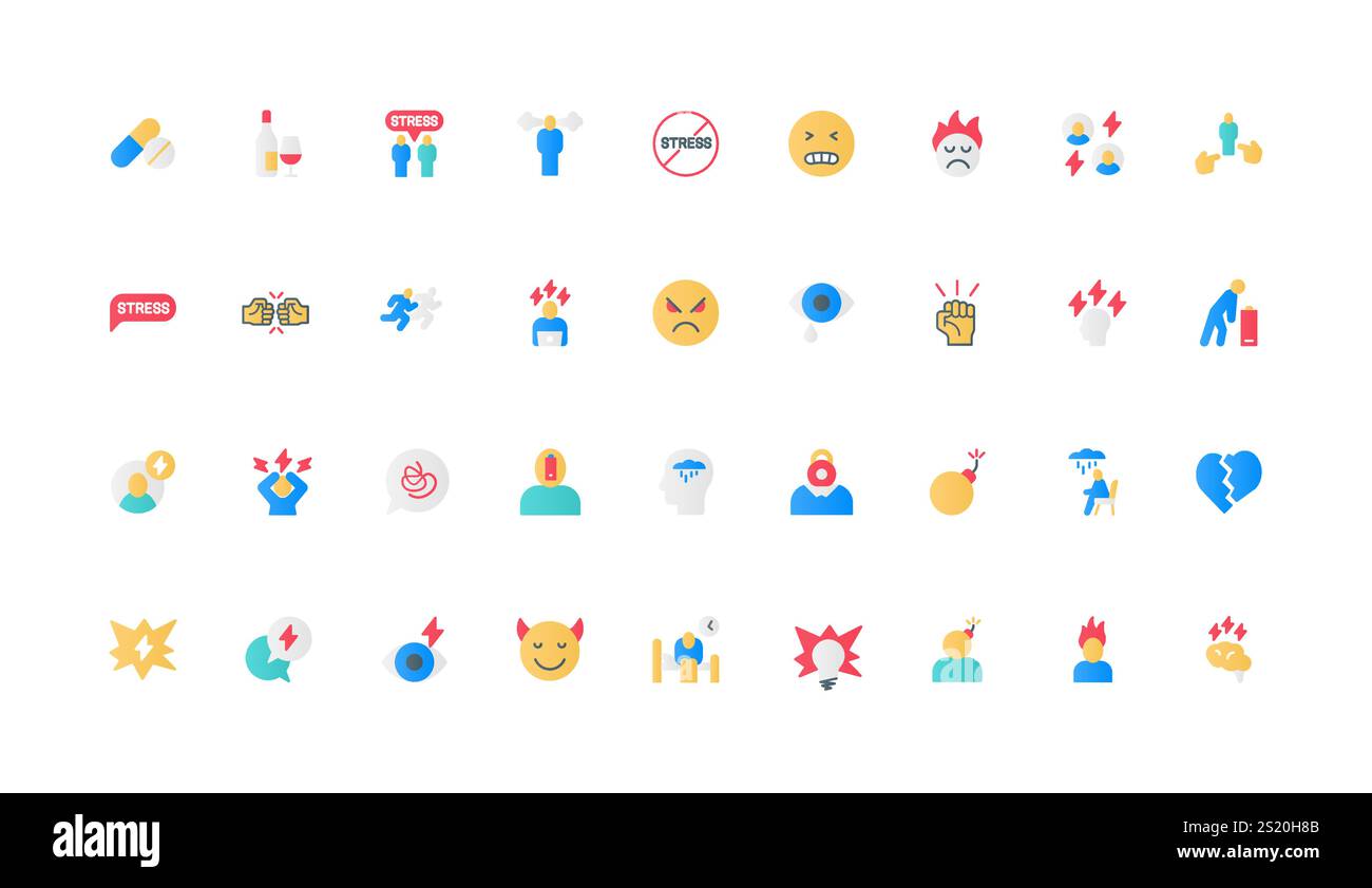 Stress and mental health problem, tension and crisis, anger attack ...