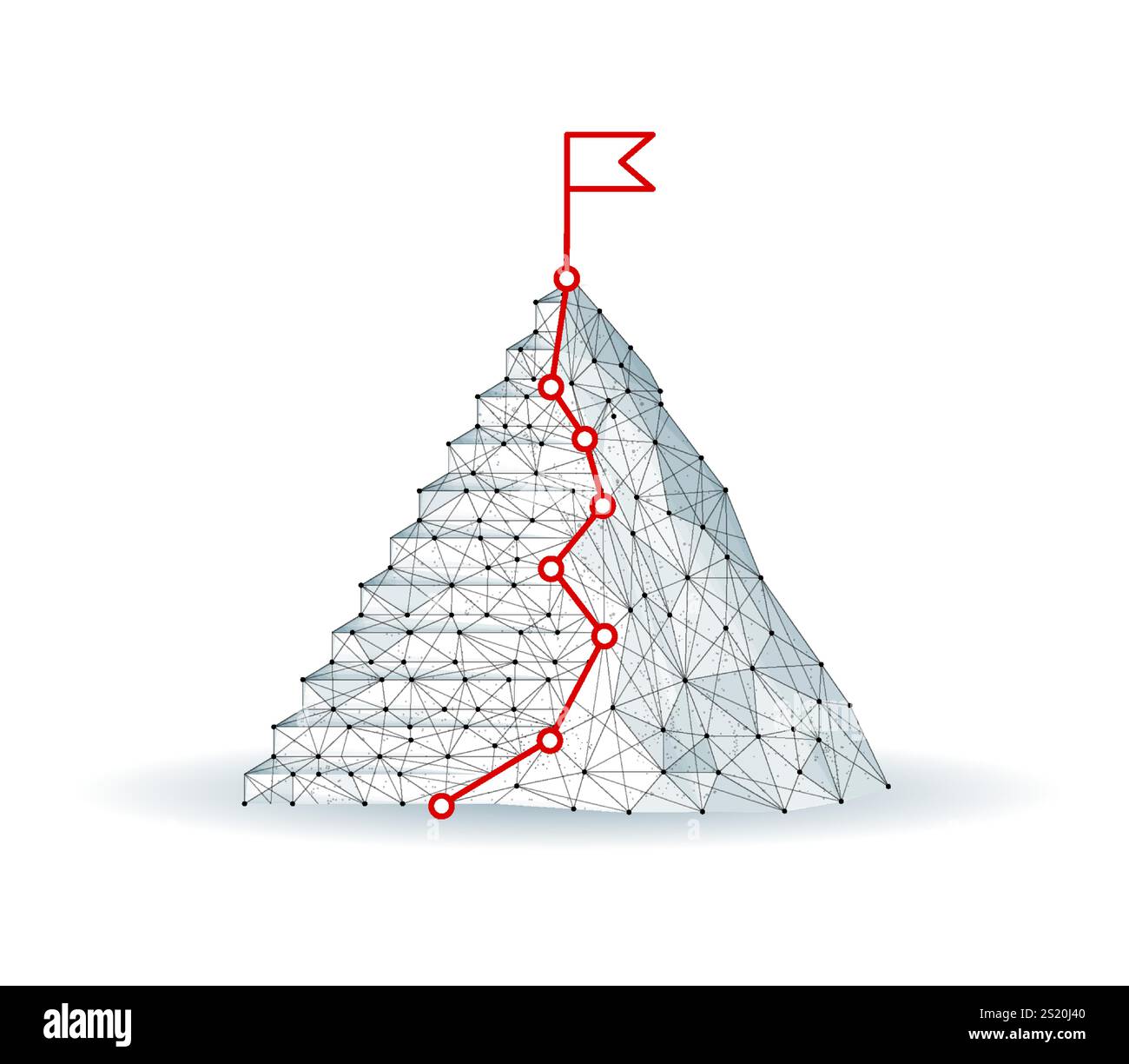 Digital mountain and ladder. Tech goal chart, leadership path, digital ...