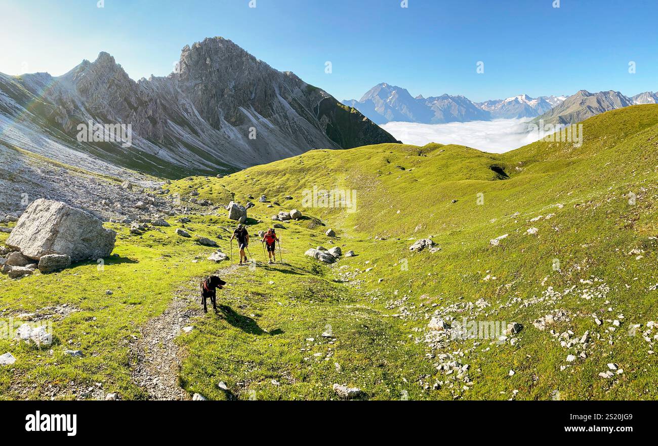 Hiking near Starkenburger hut at Stubai High Trail (Stubaier Höhenweg ...