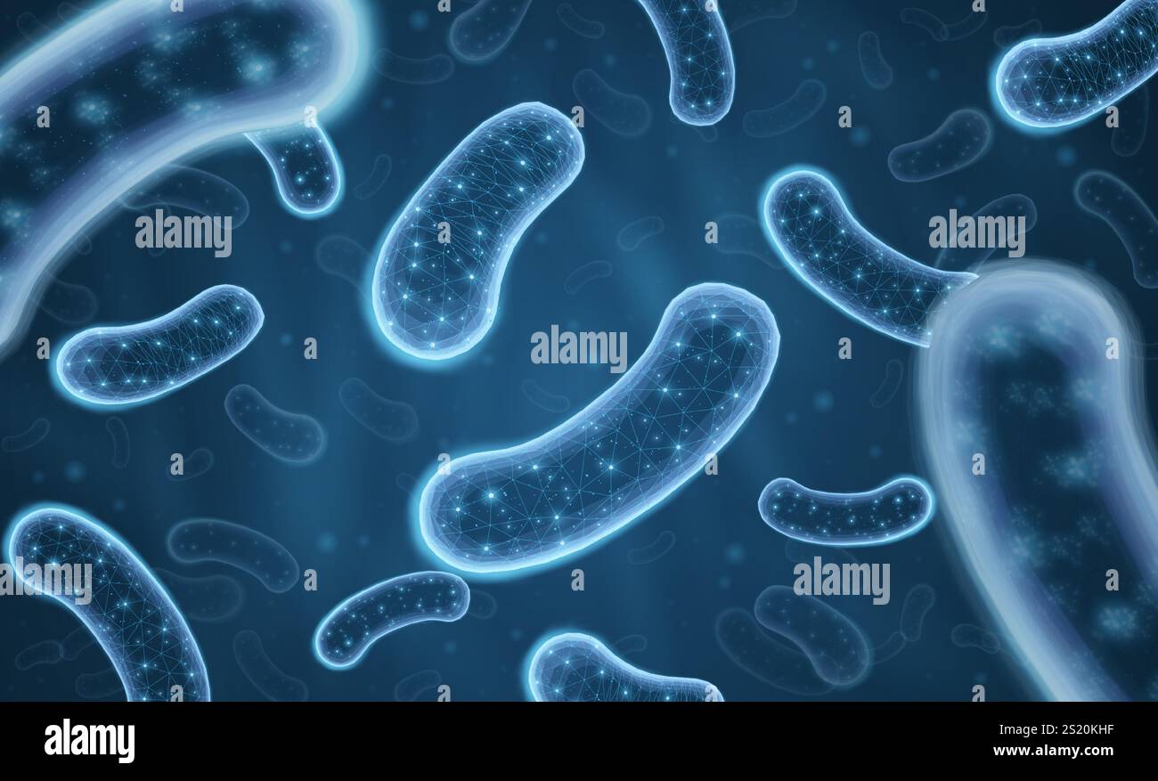 3d probiotic bacteria. Microbiome flora, lactobacillus acidophilus ...