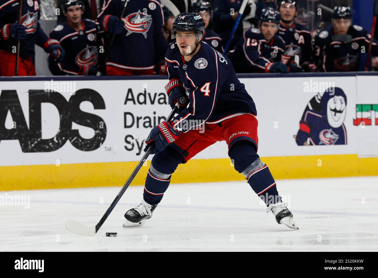 Columbus Blue Jackets' Cole Sillinger plays against the St. Louis Blues ...
