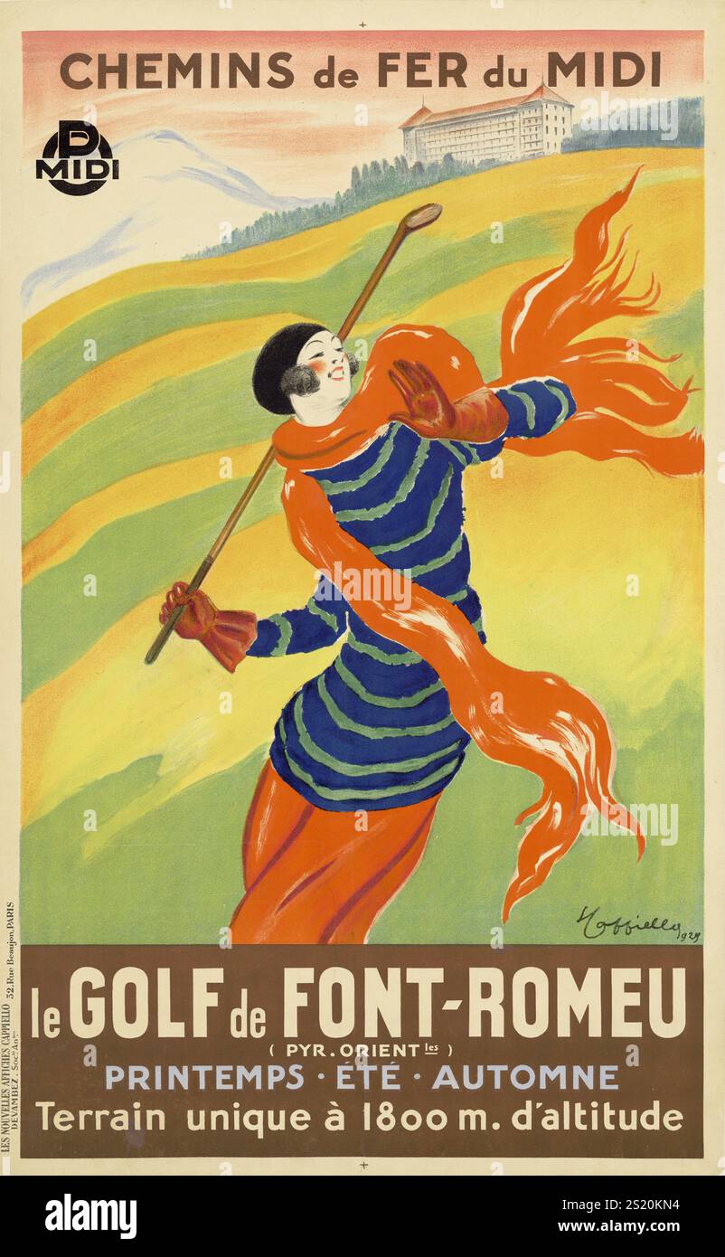 Vintage Sports Travel Poster by Leonetto Cappiello - Le Golf de Font ...