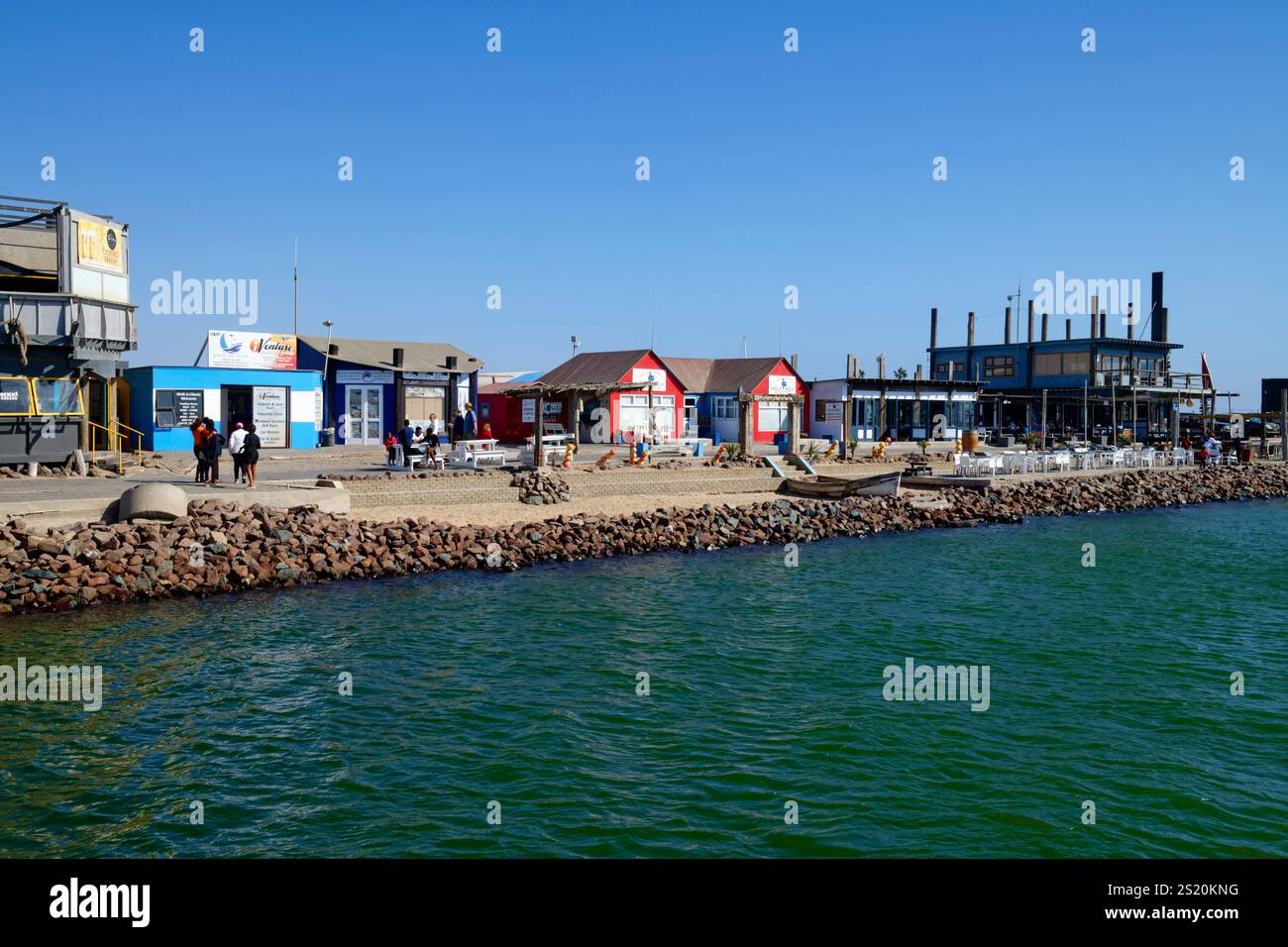 Walvis Bay: restaurants and promenade on the waterfront, Erongo Region ...