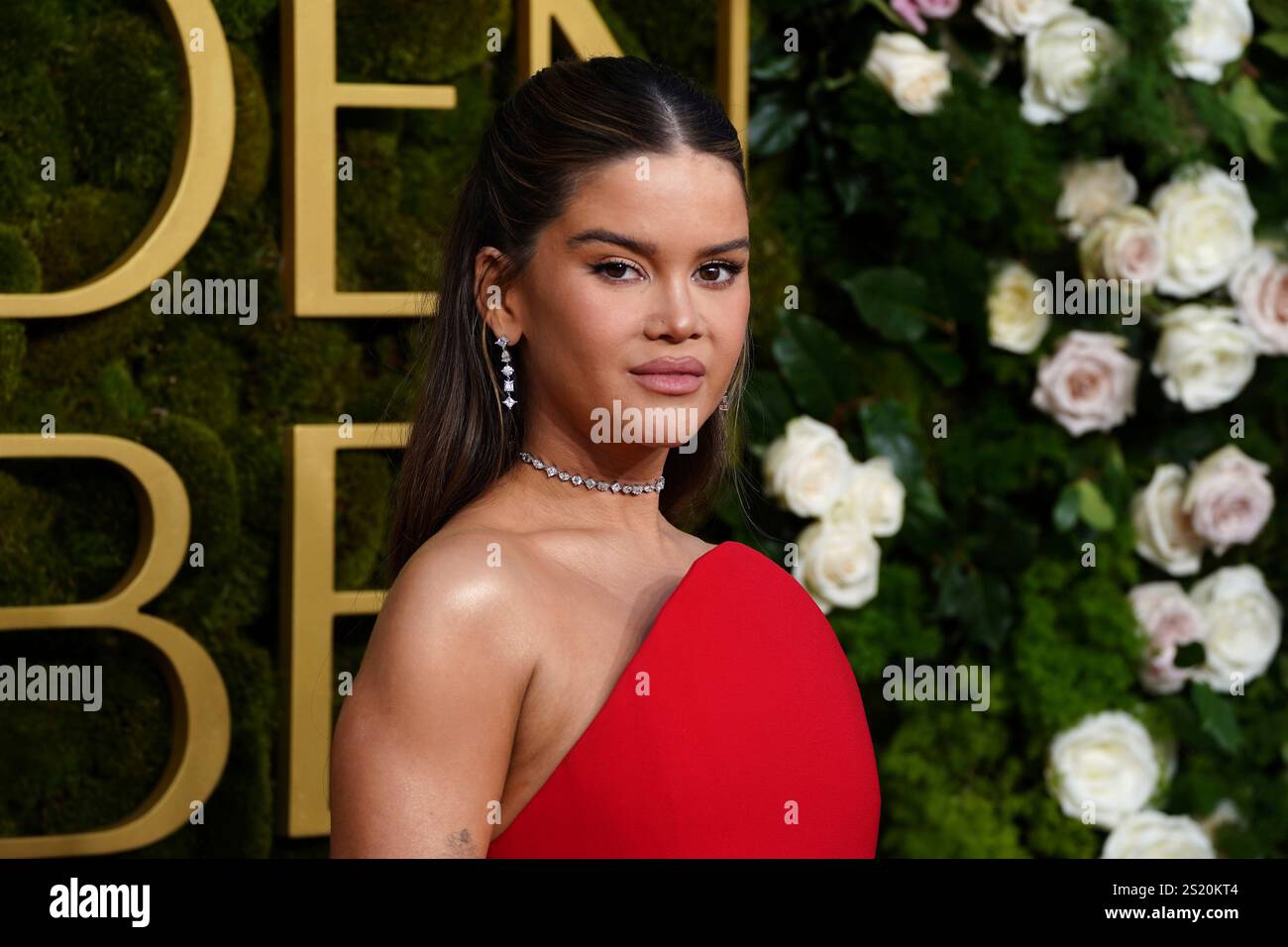 Maren Morris arrives at the 82nd Golden Globes on Sunday, Jan. 5, 2025 ...