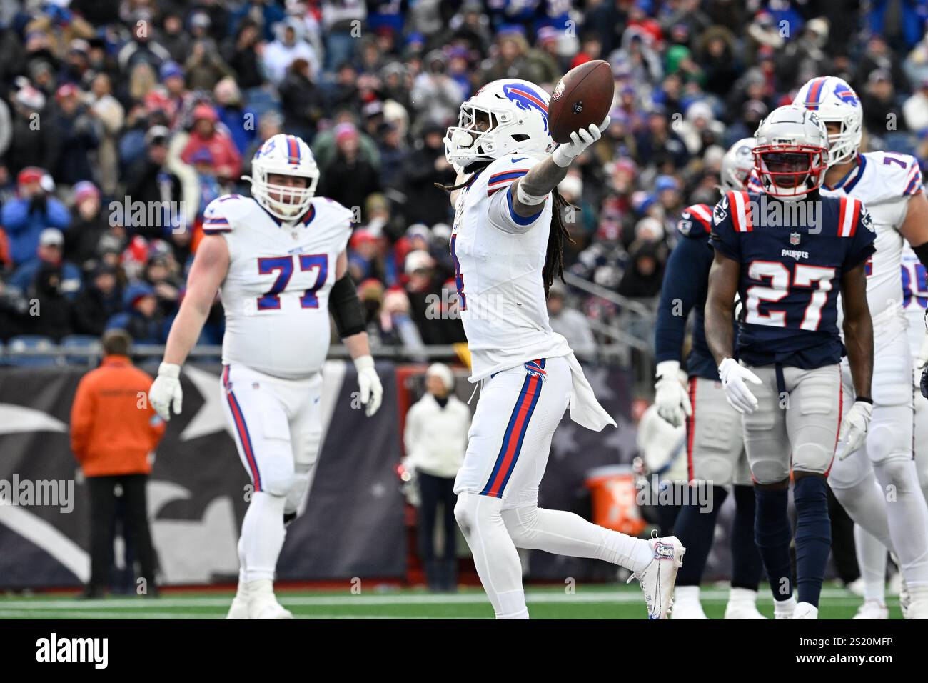 Foxborough, USA. 05th Jan, 2025. January 5, 2025: Buffalo Bills running ...