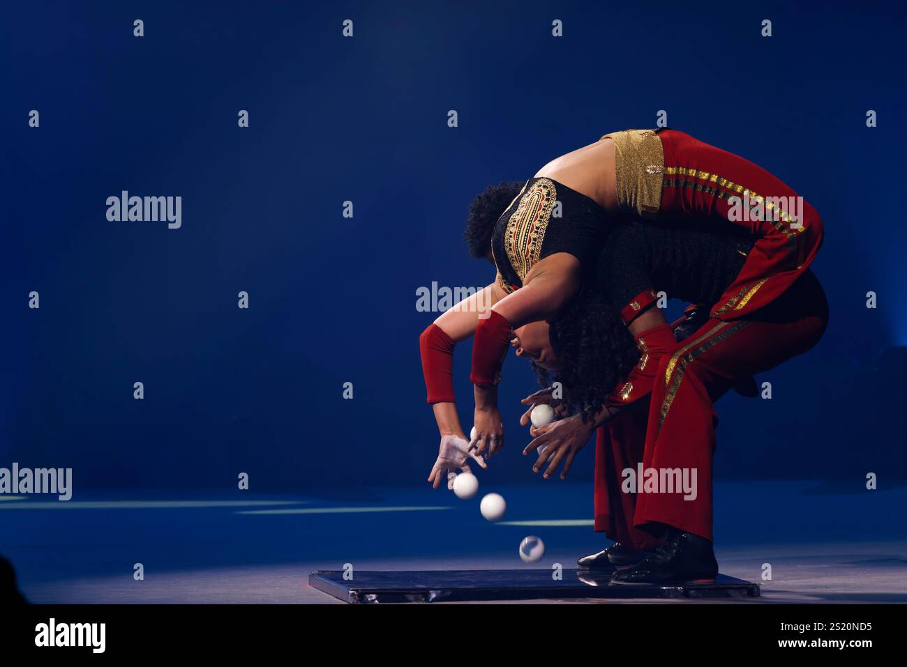 Paris, France. 5th Jan, 2025. Ethiopan circus artists perform at the Phenix circus with the ...