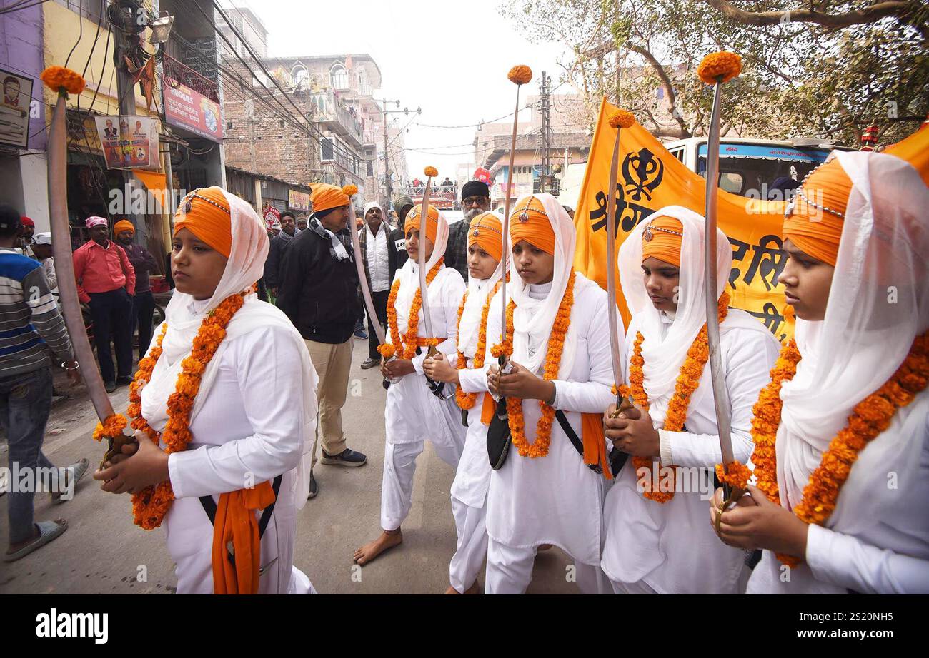 PATNA, INDIA - JANUARY 5: Sikh children participate in holy procession 'Nagar Kirtan' to ...