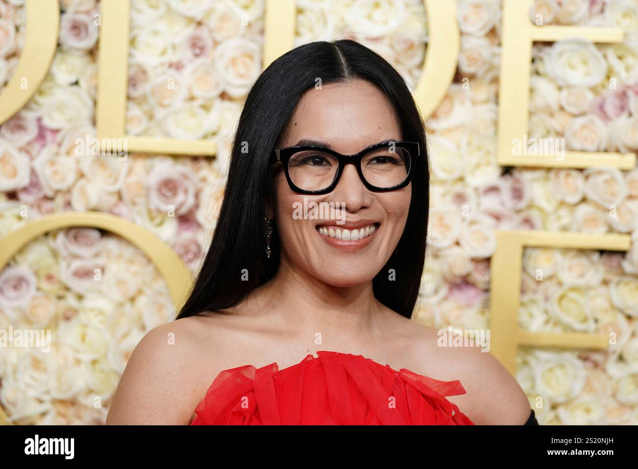 Ali Wong arrives at the 82nd Golden Globes on Sunday, Jan. 5, 2025, at ...