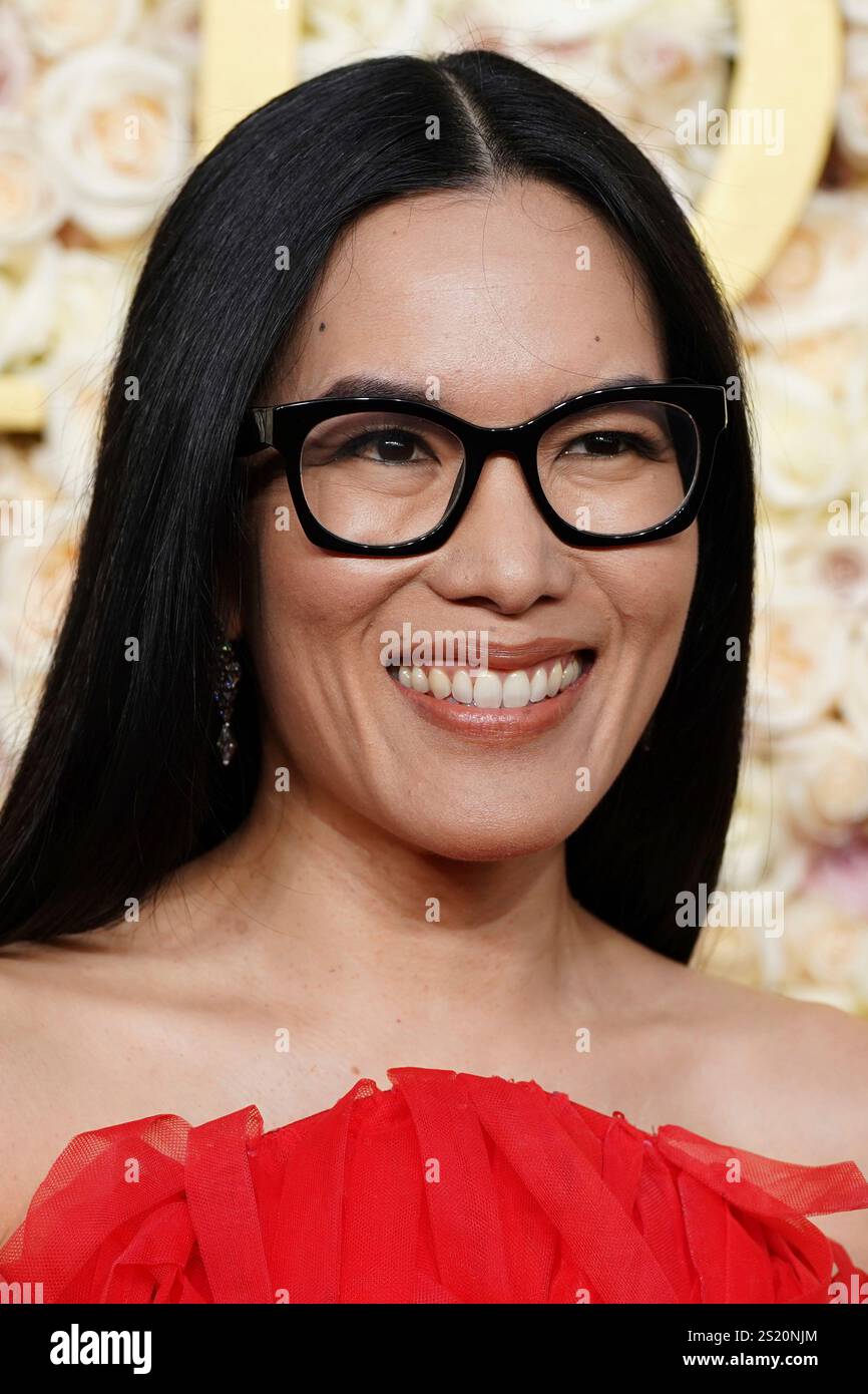 Ali Wong arrives at the 82nd Golden Globes on Sunday, Jan. 5, 2025, at ...