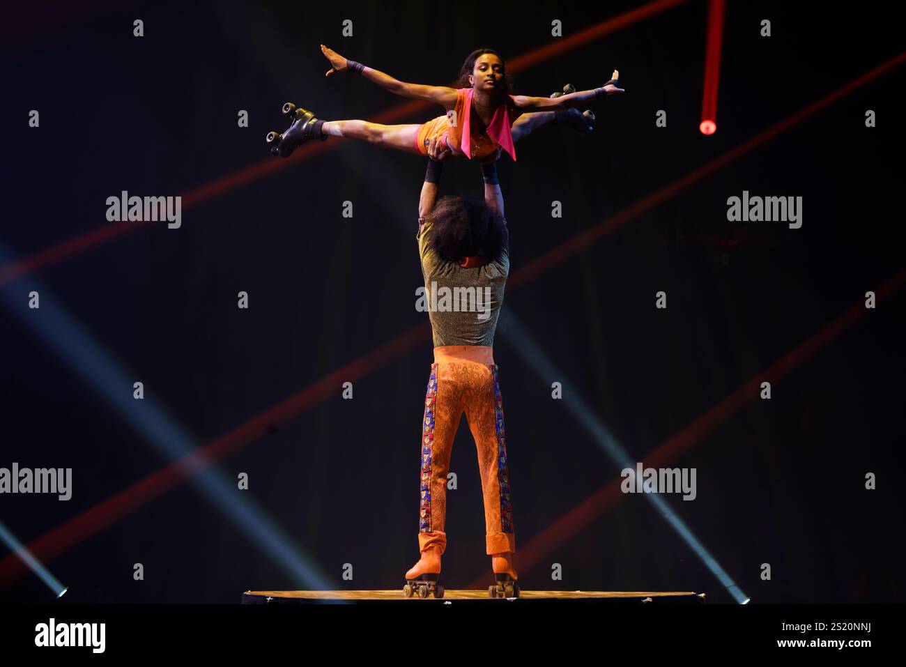 Paris, France. 5th Jan, 2025. Ethiopan circus artists perform at the Phenix circus with the ...