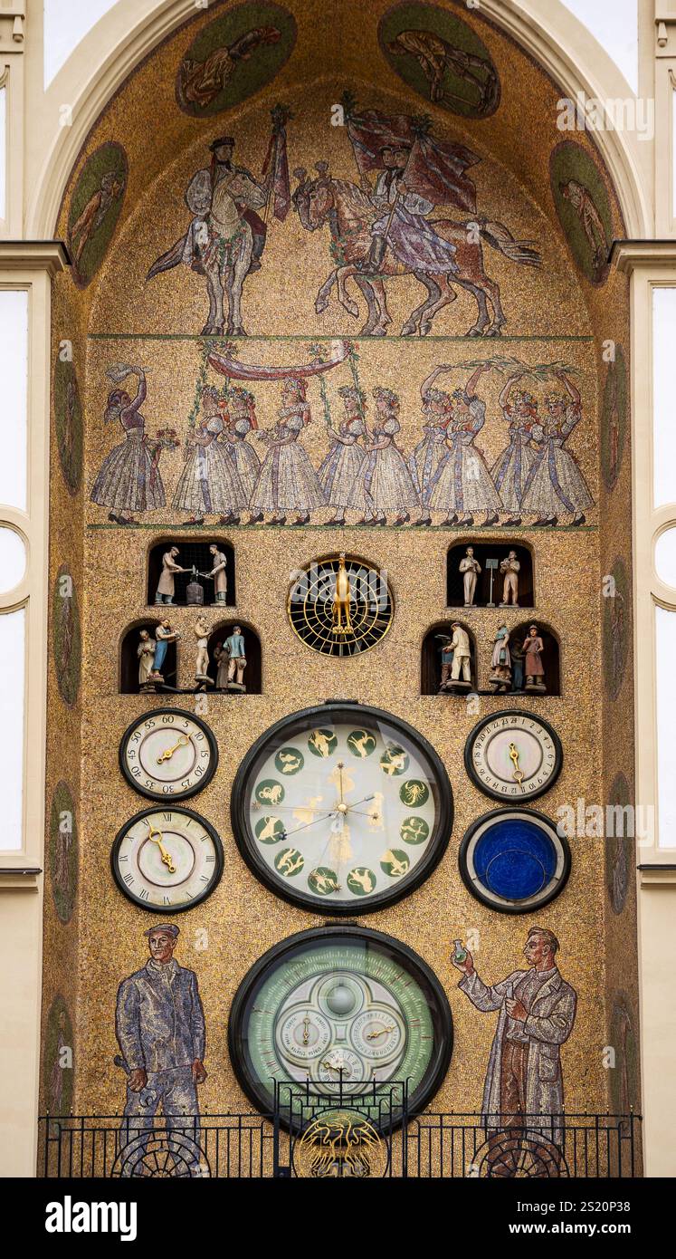 Astronomical Clock on the facade of town hall reconstructed in the 20th ...