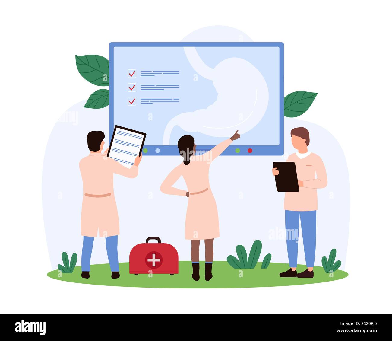 Doctors reviewing endoscopy images on a large screen, discussing ...