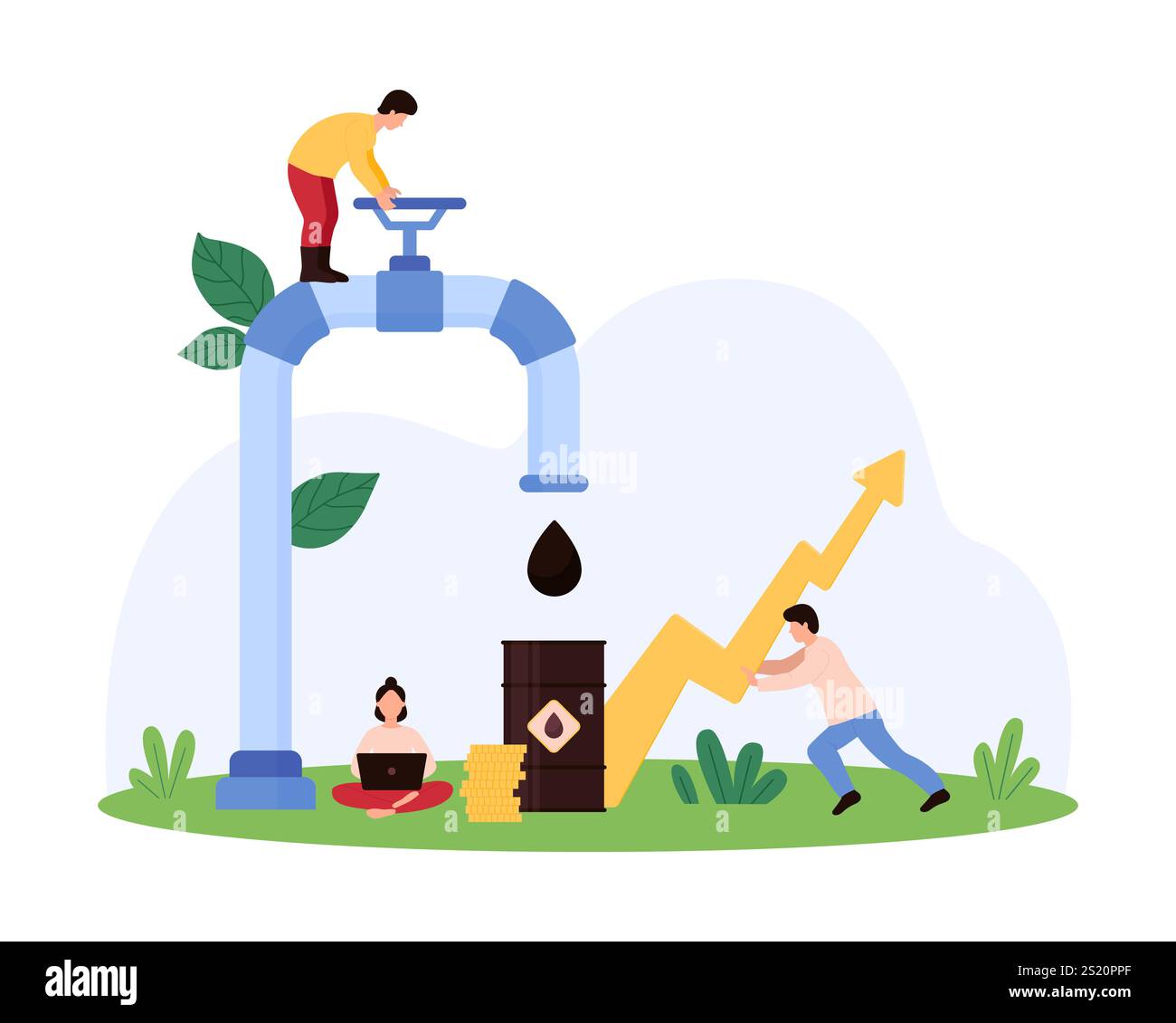 Workers manage oil supply using a large valve and monitor market trends ...