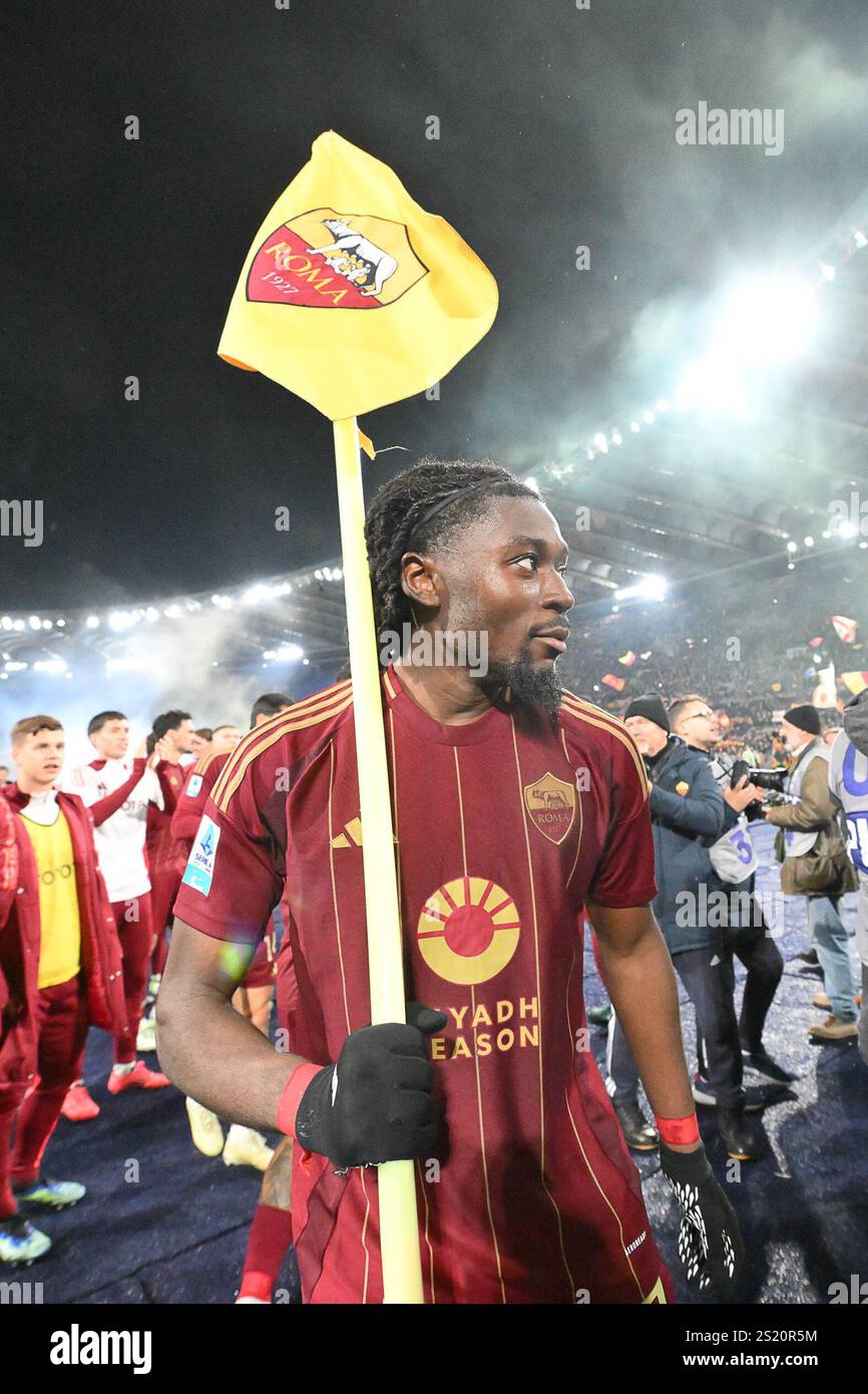 Olimpico Stadium, Rome, Italy - Manu Kone of AS Roma celebrate the ...
