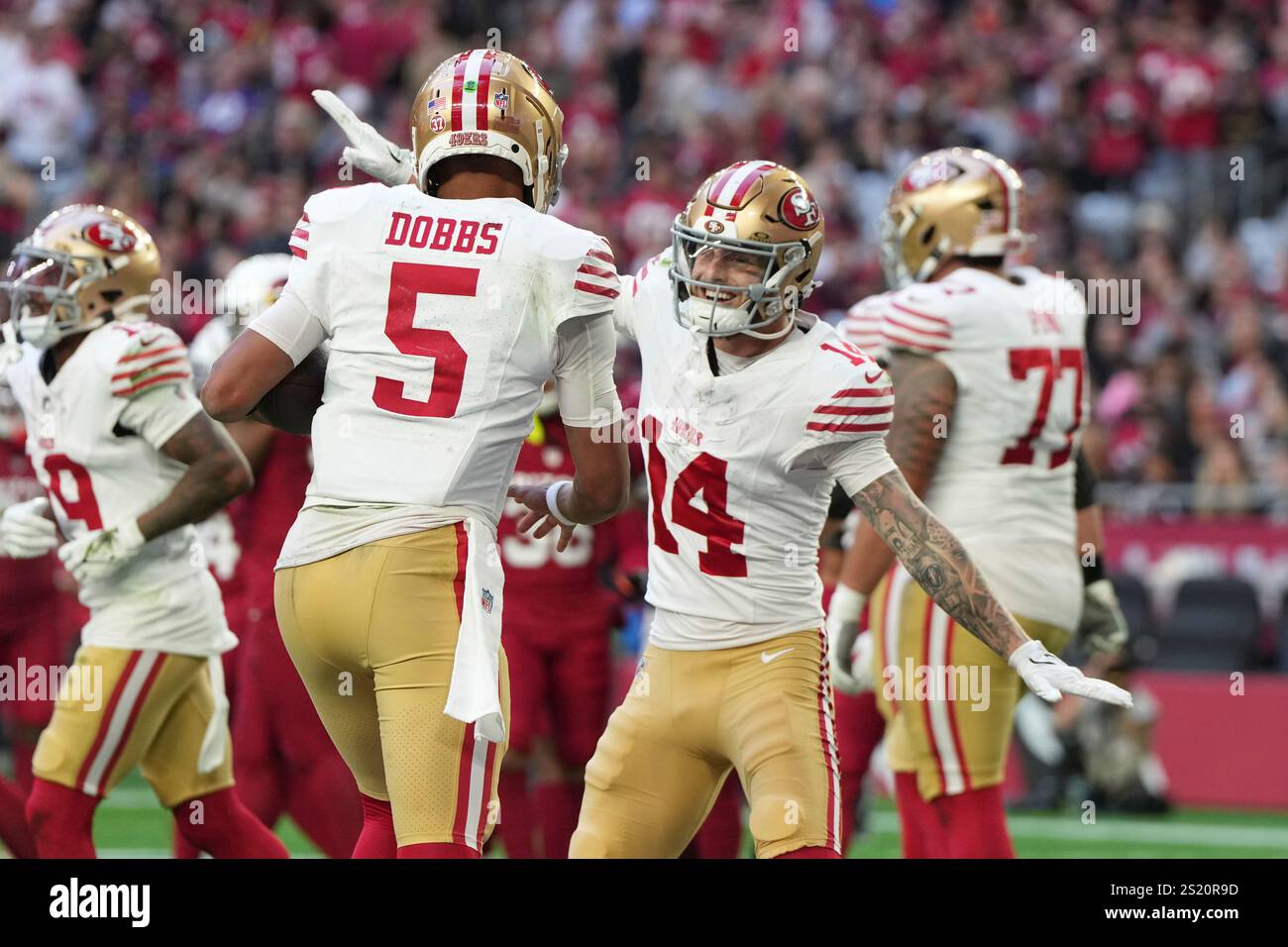 San Francisco 49ers wide receiver Ricky Pearsall (14) celebrates his ...