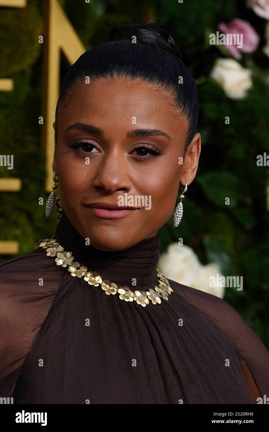 Ariana DeBose arrives at the 82nd Golden Globes on Sunday, Jan. 5, 2025 ...