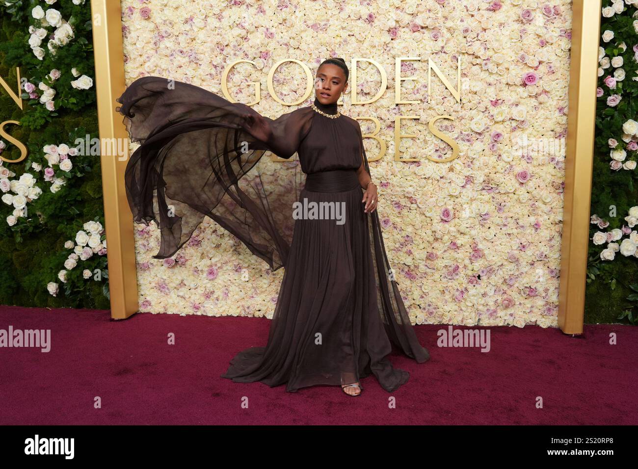 Ariana DeBose arrives at the 82nd Golden Globes on Sunday, Jan. 5, 2025 ...
