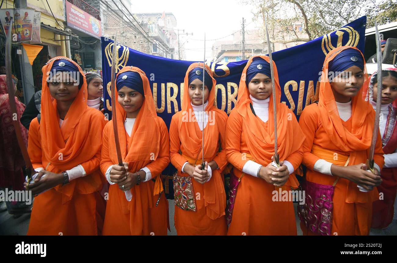 PATNA, INDIA - JANUARY 5: Sikh children participate in holy procession 'Nagar Kirtan' to ...