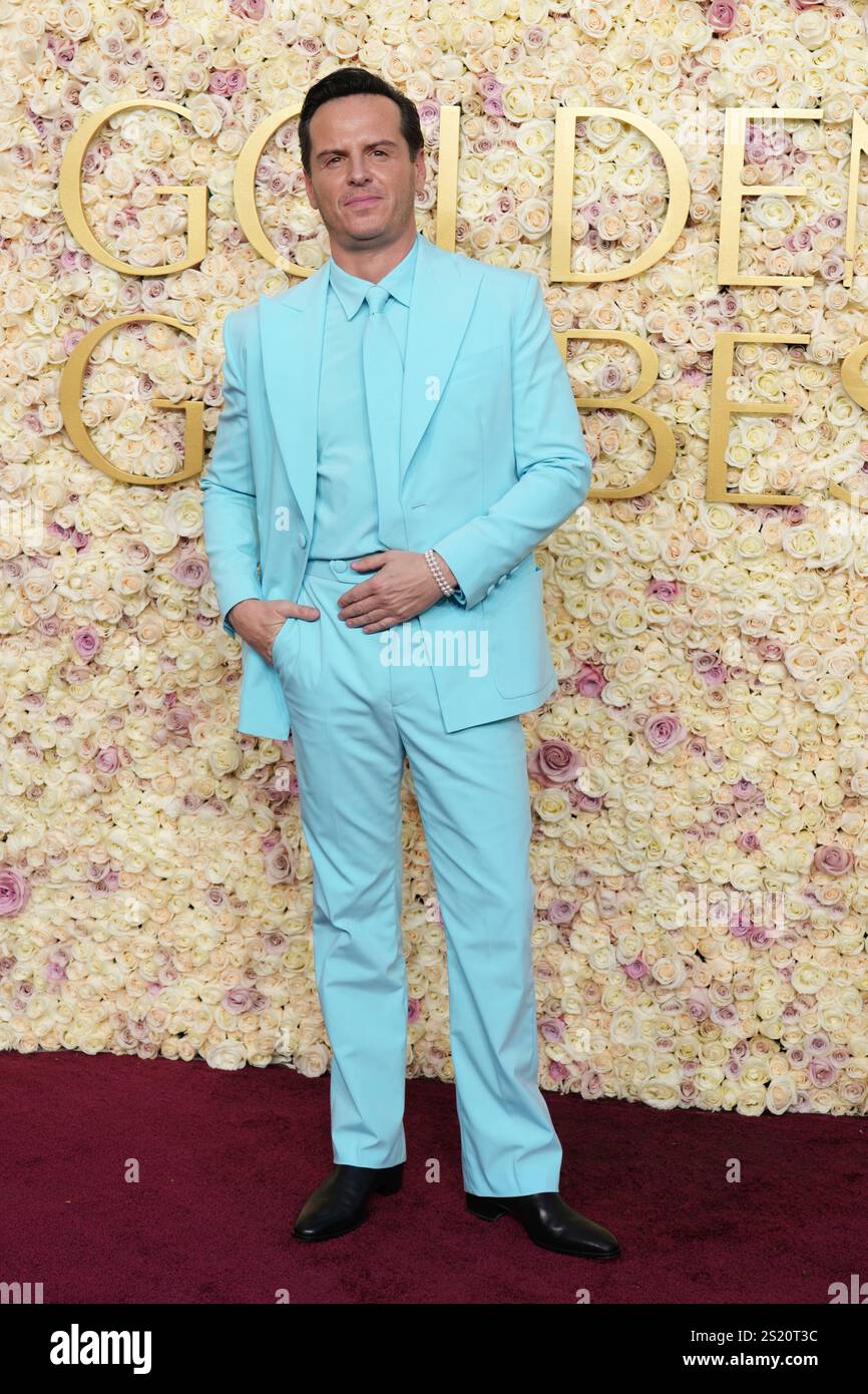 Andrew Scott arrives at the 82nd Golden Globes on Sunday, Jan. 5, 2025 ...