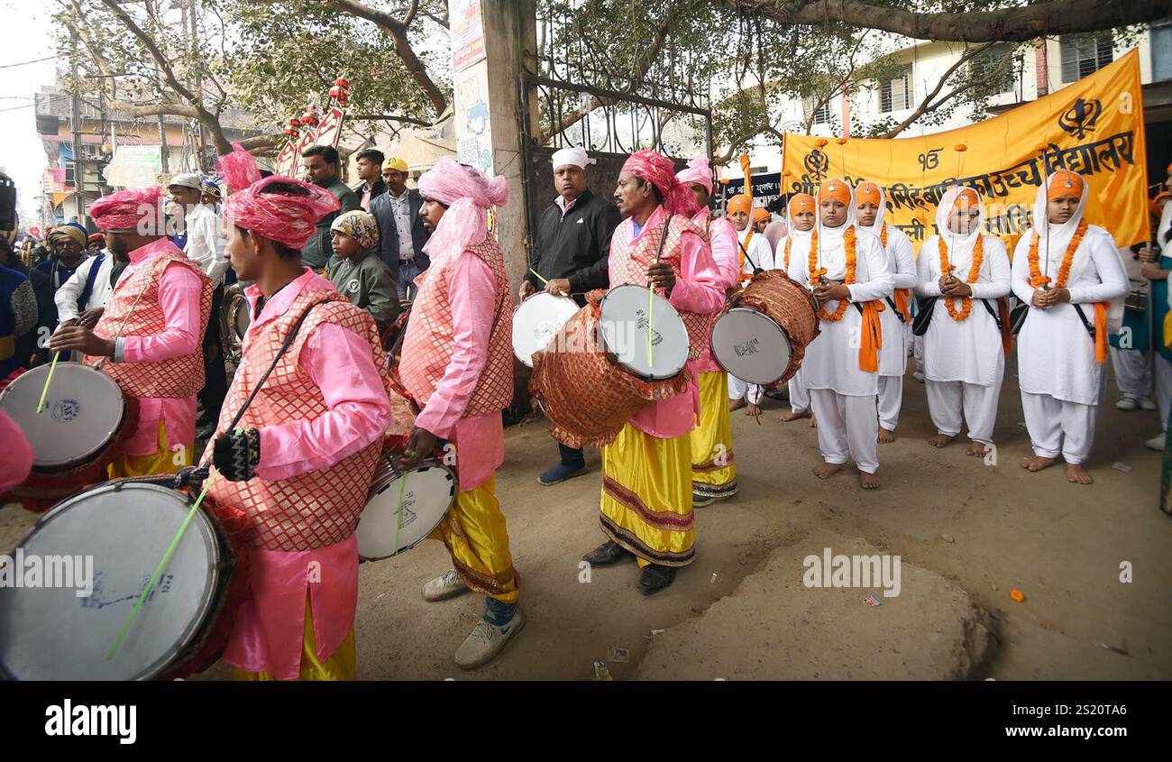 PATNA, INDIA - JANUARY 5: Sikh children participate in holy procession 'Nagar Kirtan' to ...