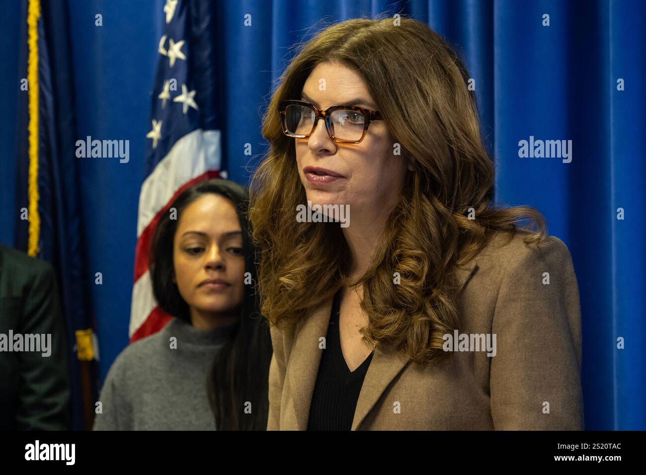 New York, USA. 05th Jan, 2025. Julie Menin speaks during U.S. Senator ...