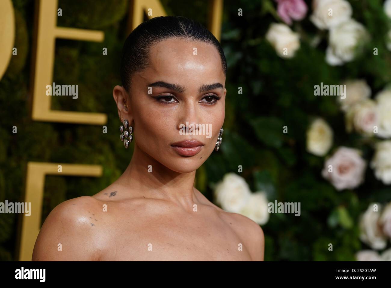 Zoe Kravitz arrives at the 82nd Golden Globes on Sunday, Jan. 5, 2025 ...