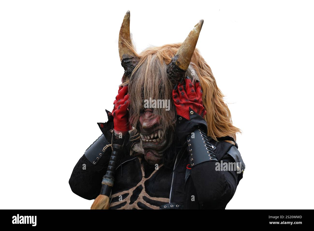 Krampus holding his head. Krampus emotions isolated on white background ...