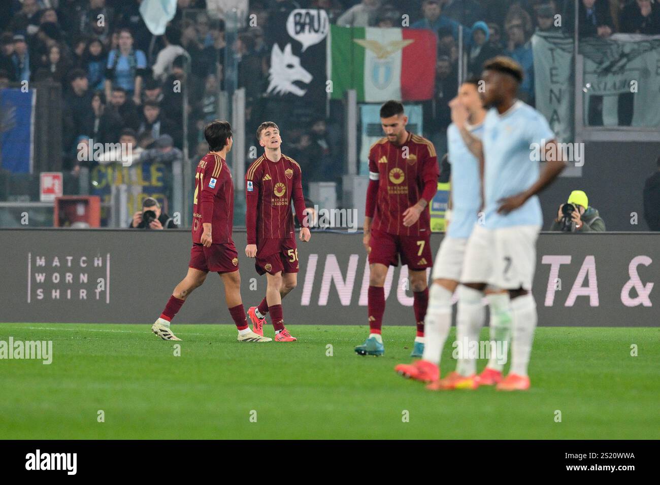 Olimpico Stadium, Rome, Italy - Roma's players jubilates after scoring ...