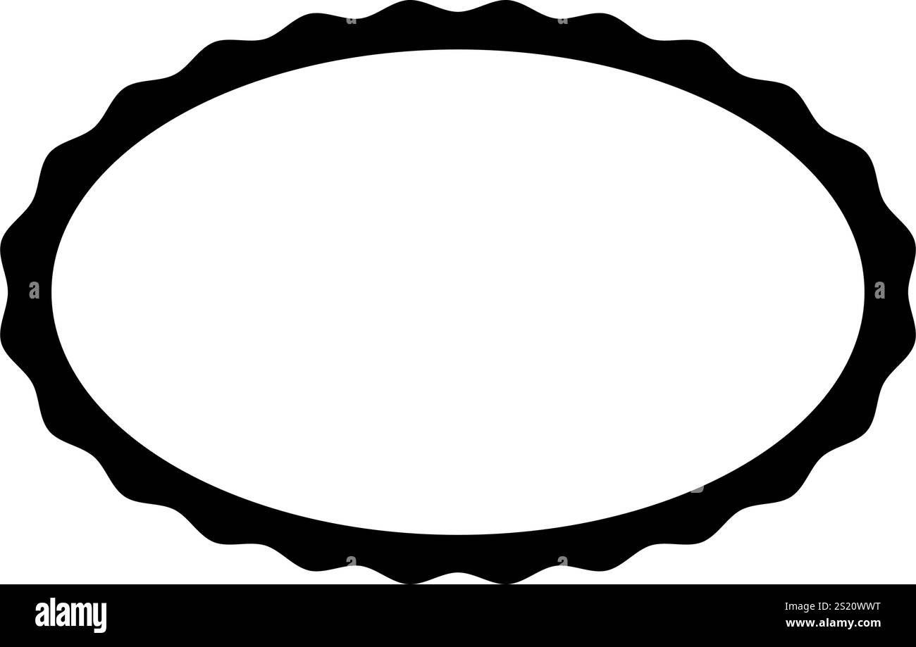 Oval frame with curvy borders. Elliptic shape with undulated edges. Box ...