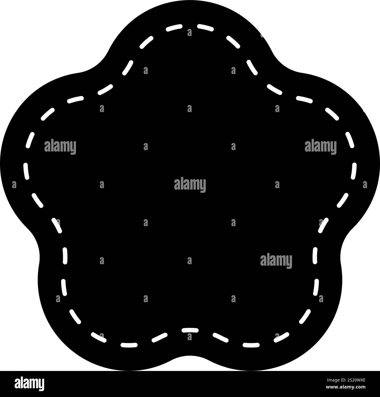 Flower shape with dotted stitches line. Empty tag, patch, box, price ...