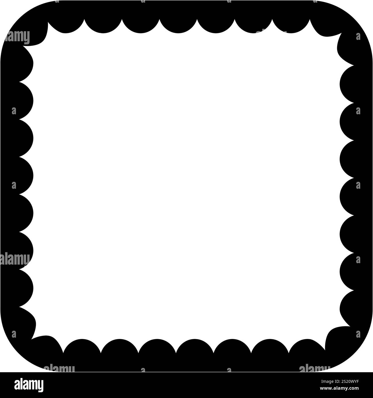 Square Frame With Scallop Inner Borders Picture Or Mirror Vignette With Wavy Inside Edges